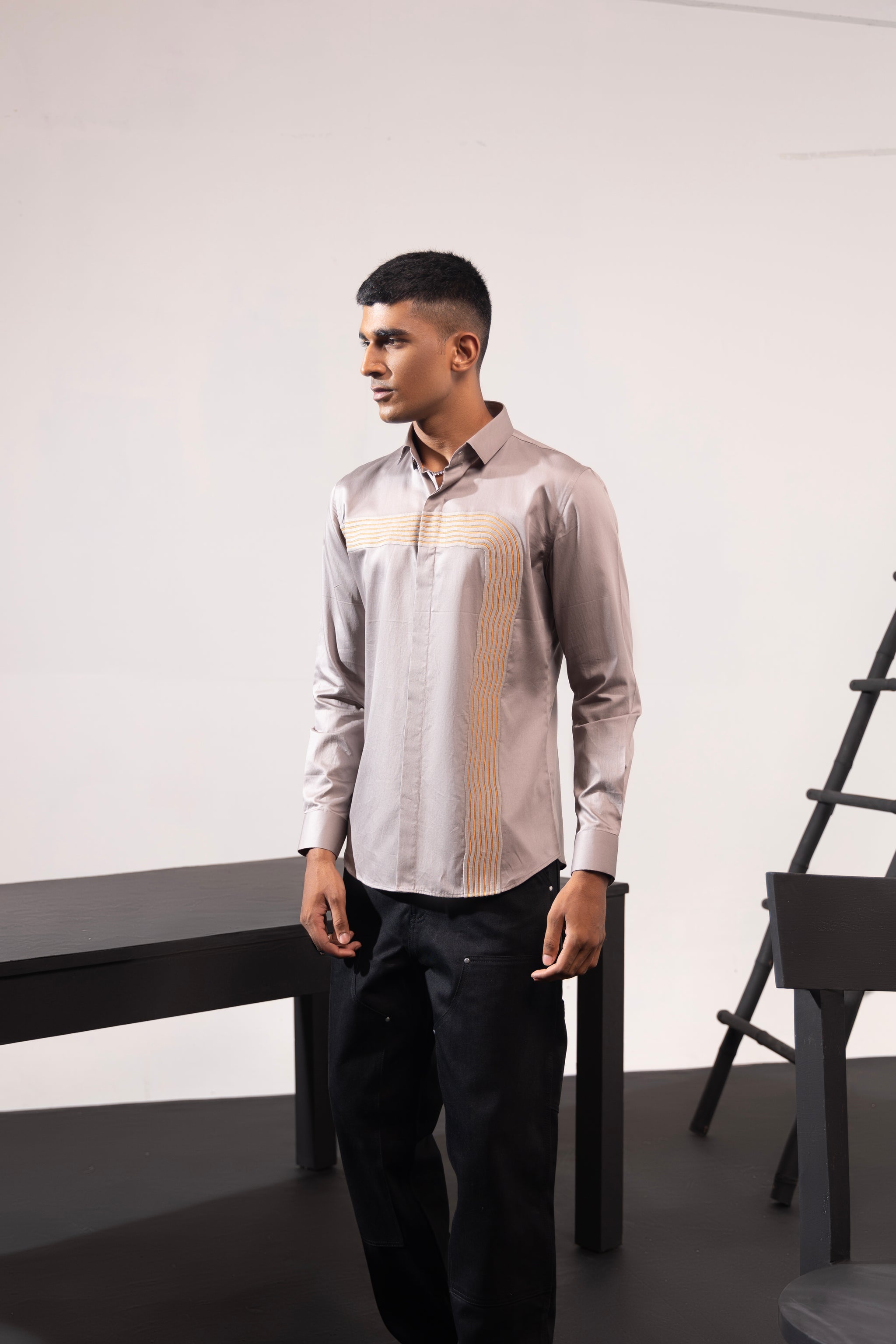 Grey Flow Shirt from the Embroidered Shirts Men Collection
