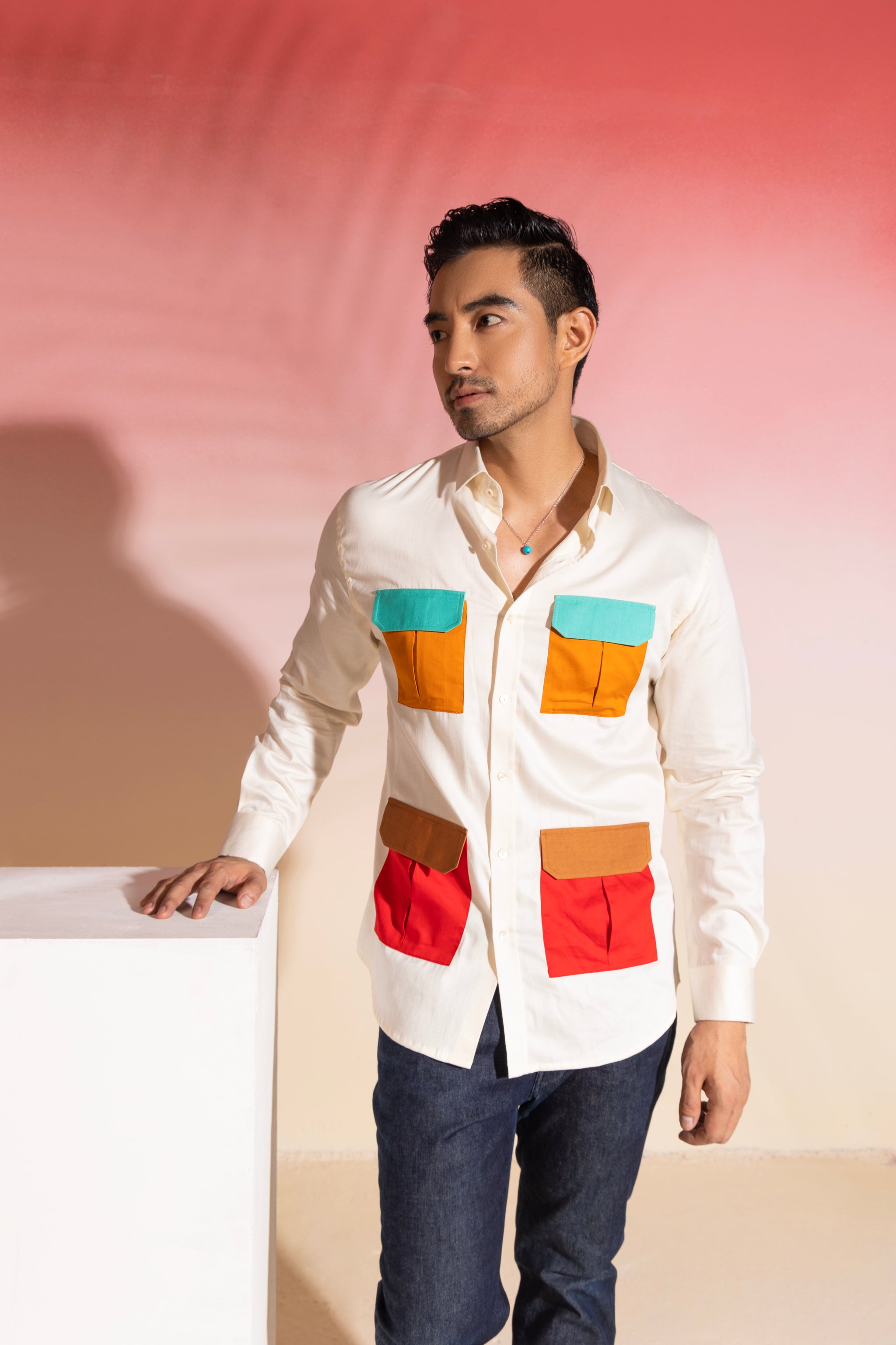 Multi-color Safari Shirt from the Colorful Shirts India Edit | Seven DC