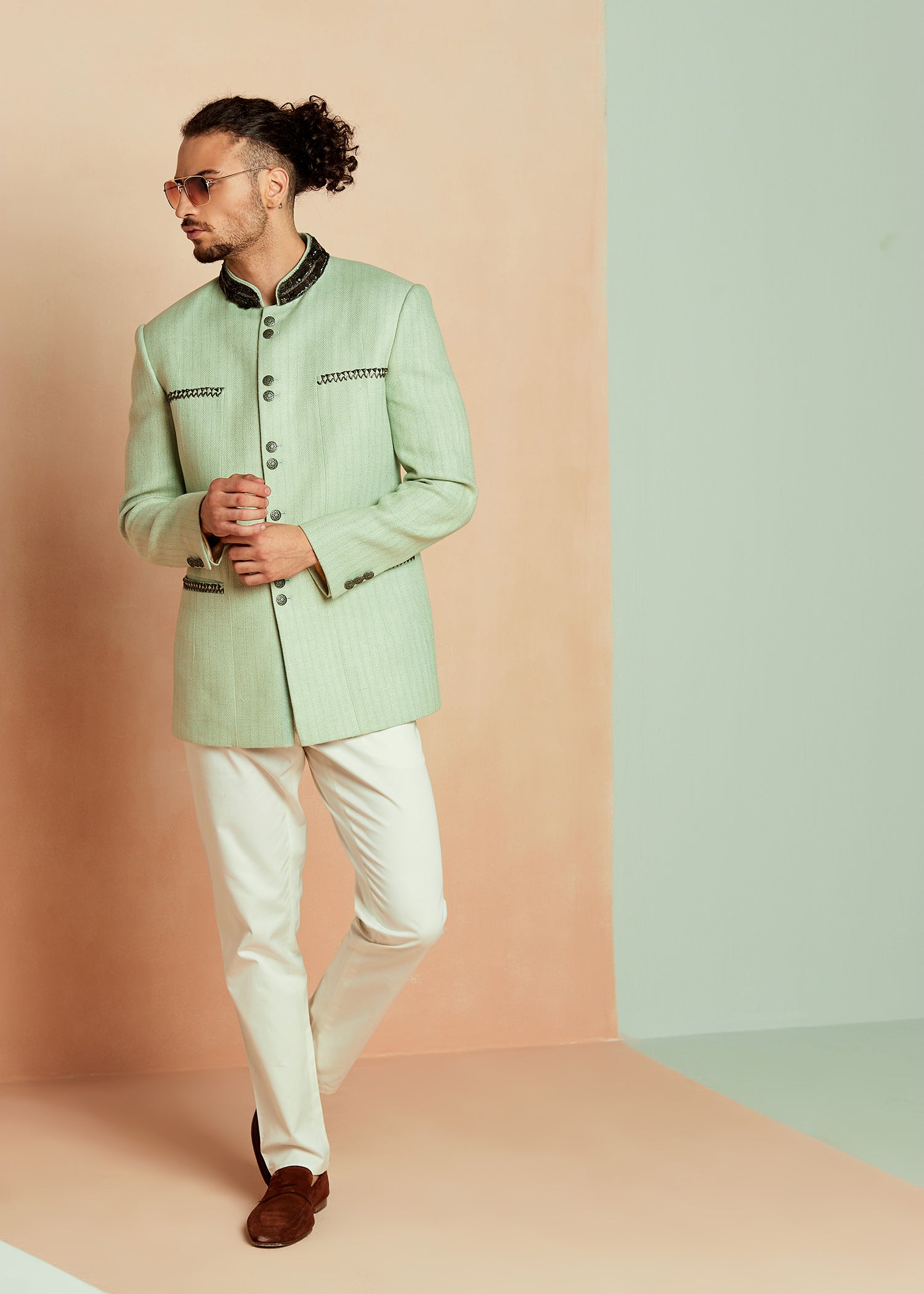 Double-Button Emb Bandhgala – Buy Bandhgala Suit India at SEVEN DC